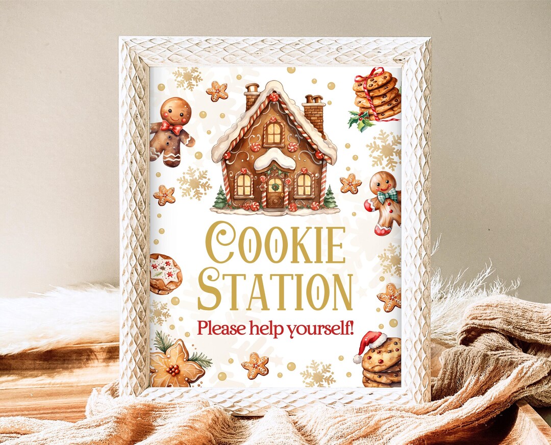 Cookie Station Sign Gingerbread House Party, Christmas Cookie ...