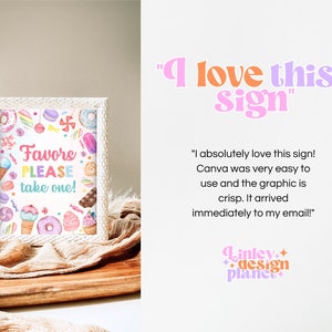 Favors Sign Candy Land Birthday, Pink Sweet Candy Birthday Decor Poster ...