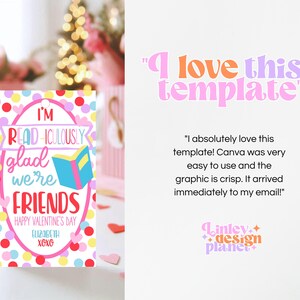 Editable Book Valentine's Day Gift Tag, I'm Read-iculously Glad We're ...