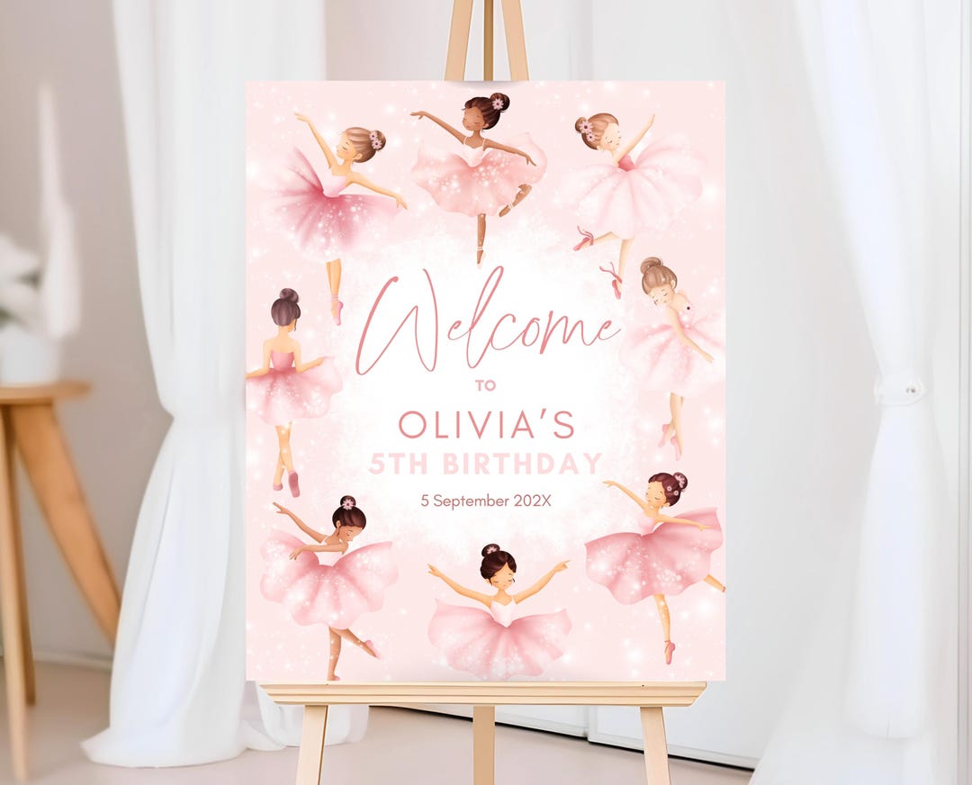 Editable Ballerina Birthday Welcome Sign, Pink Ballet Birthday, Ballet ...