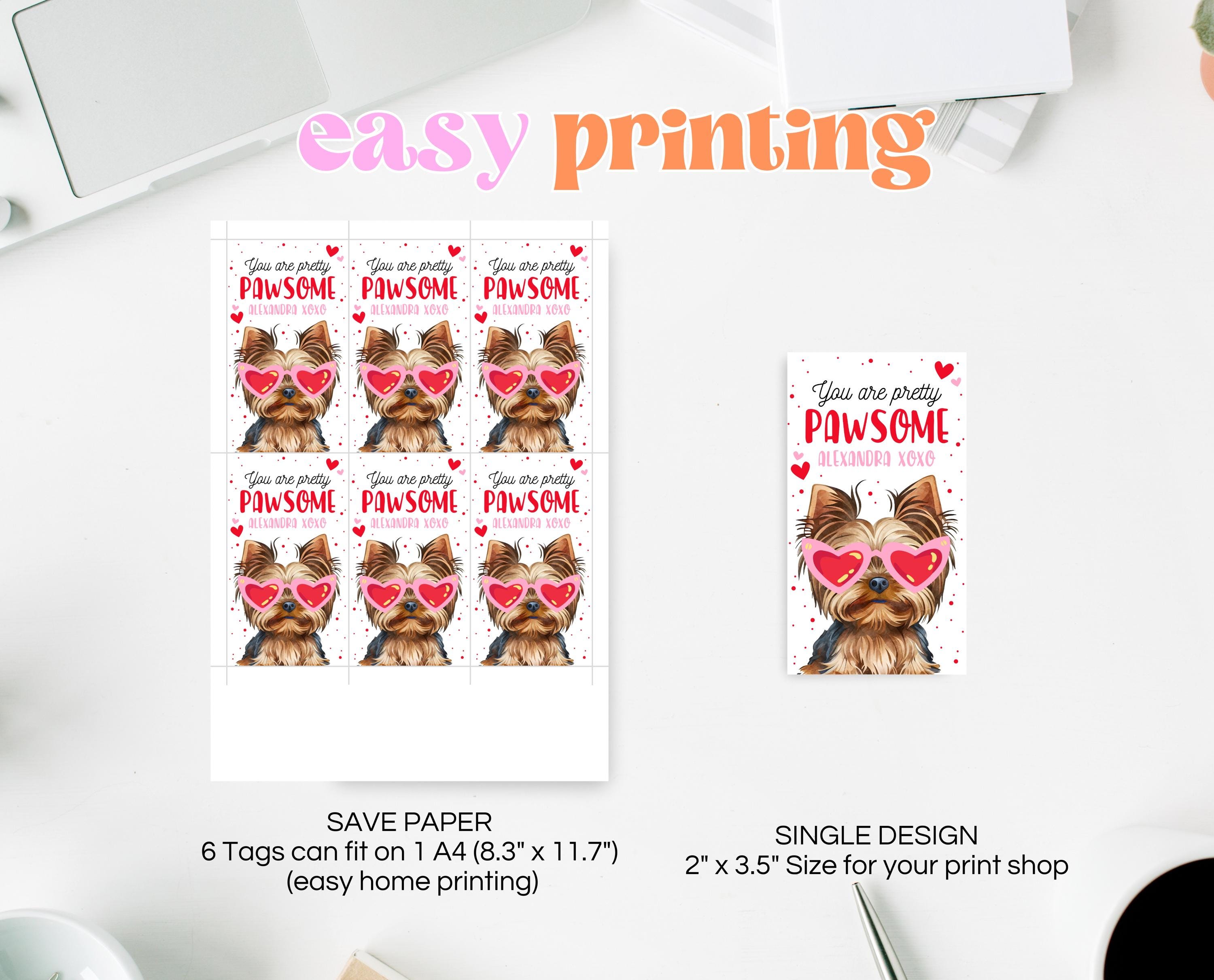 Editable Happy Valentine's Day Gift Tag, Pink Red Heart Sunglasses Tag ...