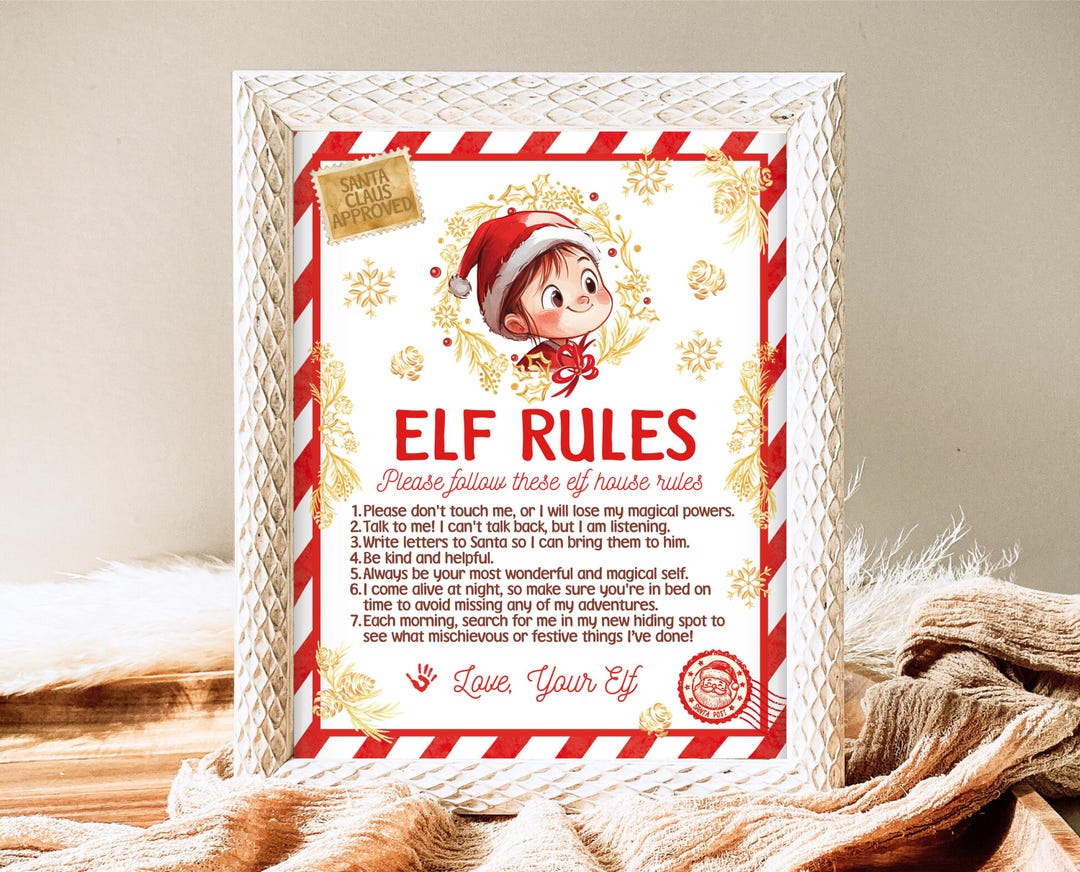 Editable Christmas Elf Magic Rules Sign, Do Not Touch Me Christmas Elf ...