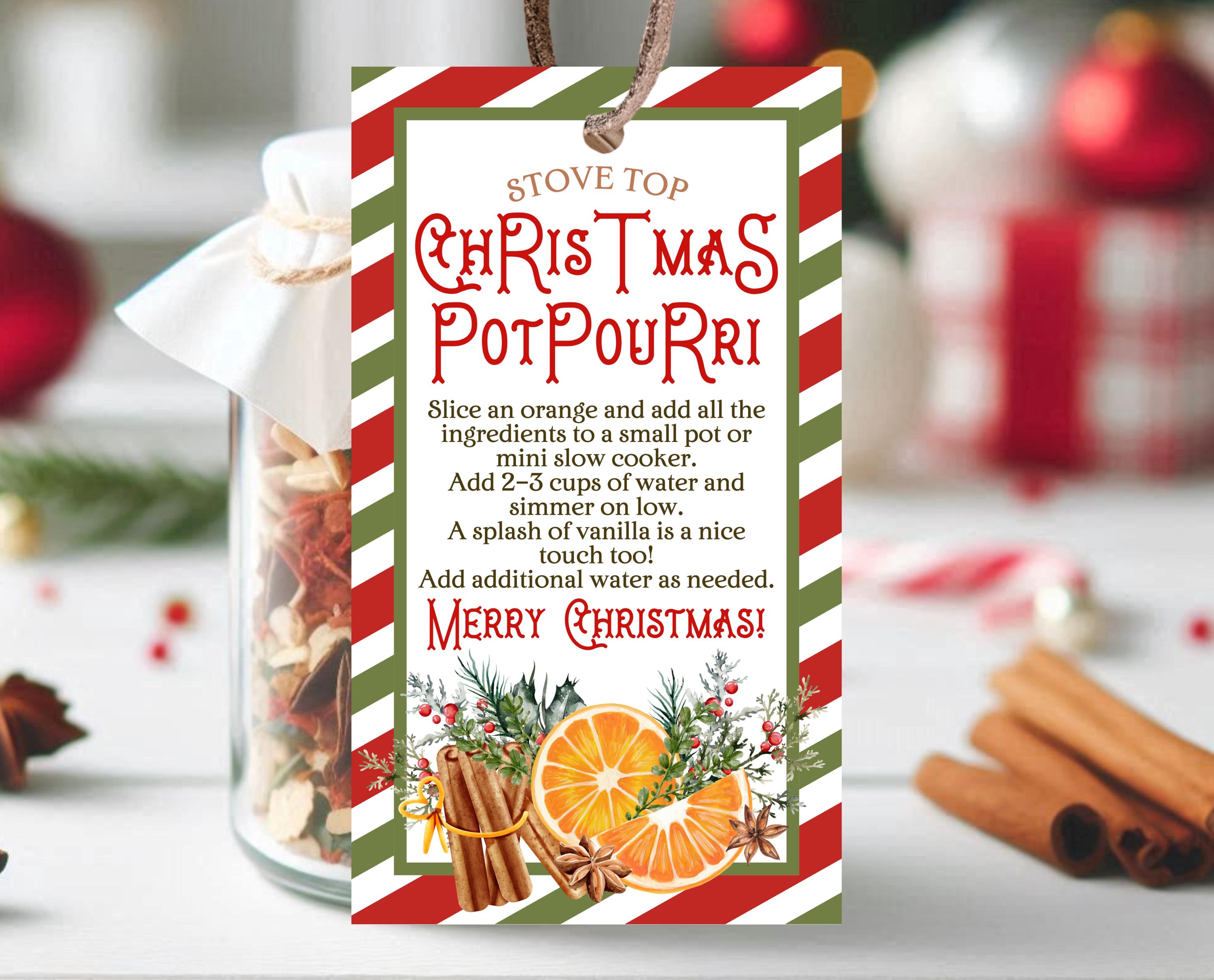 Editable Christmas Potpourri Recipe Tag Template, Christmas Holiday ...