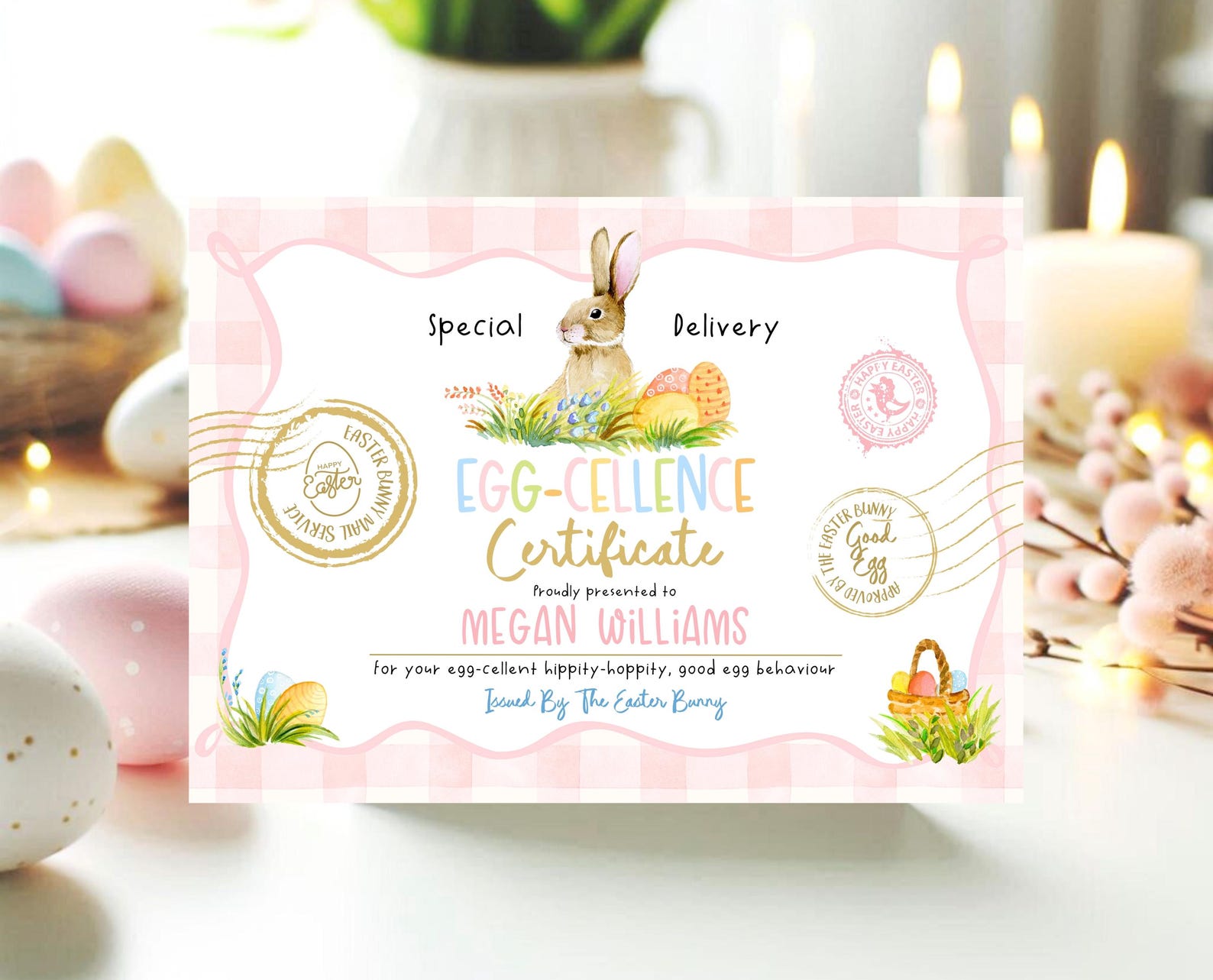 Editable Easter Bunny Certificate, Egg-cellence Certificate Letter From ...