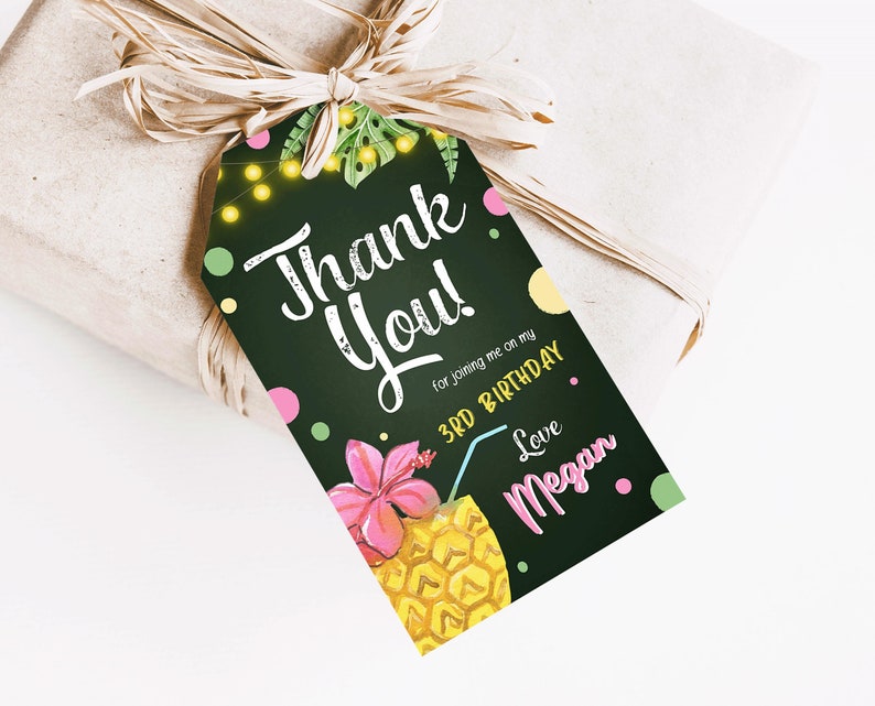 Editable Hawaiian Luau Birthday Favor Tag Tropical Pool Party - Etsy