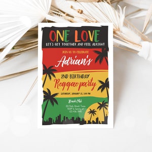 Editable Reggae Birthday Party Invitation Reggae One Love 1st - Etsy