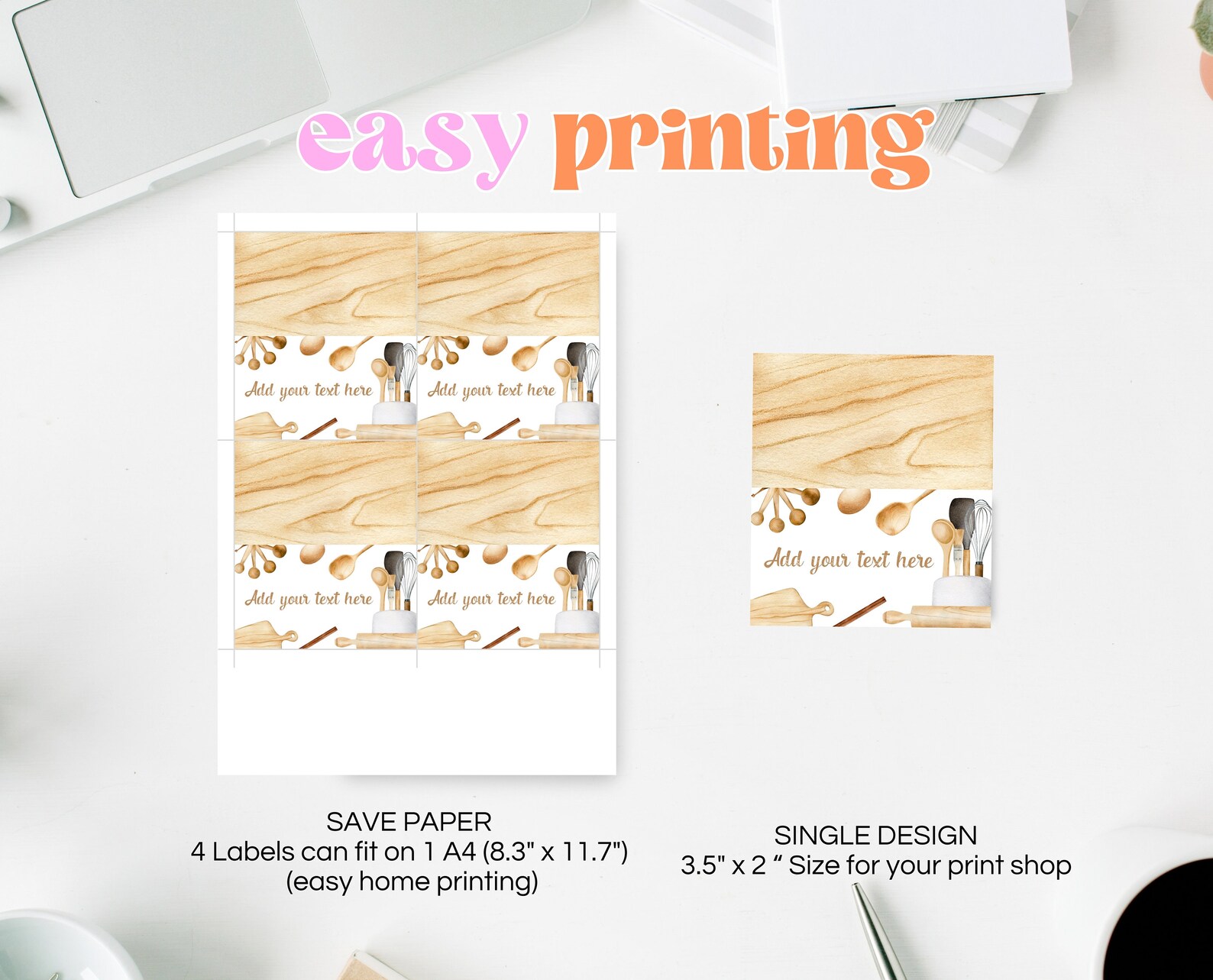 Editable Baking Food Label Tent Cards, Kids Cooking Party Food Labels ...