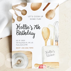 Editable Cooking Party Birthday Invitation Baking Cooking - Etsy