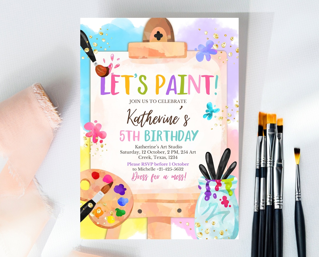 Editable Painting Art Birthday Invitation, Art Party Birthday Invite ...