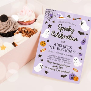 Editable Purple Halloween Birthday Invitation Halloween - Etsy