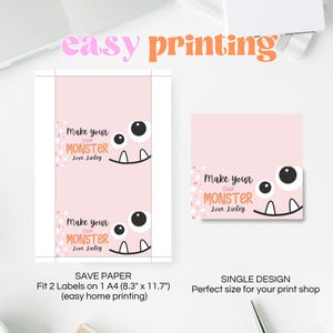 Editable Build A Monster Bag Topper, Build A Monster Favor Tag, Trick ...