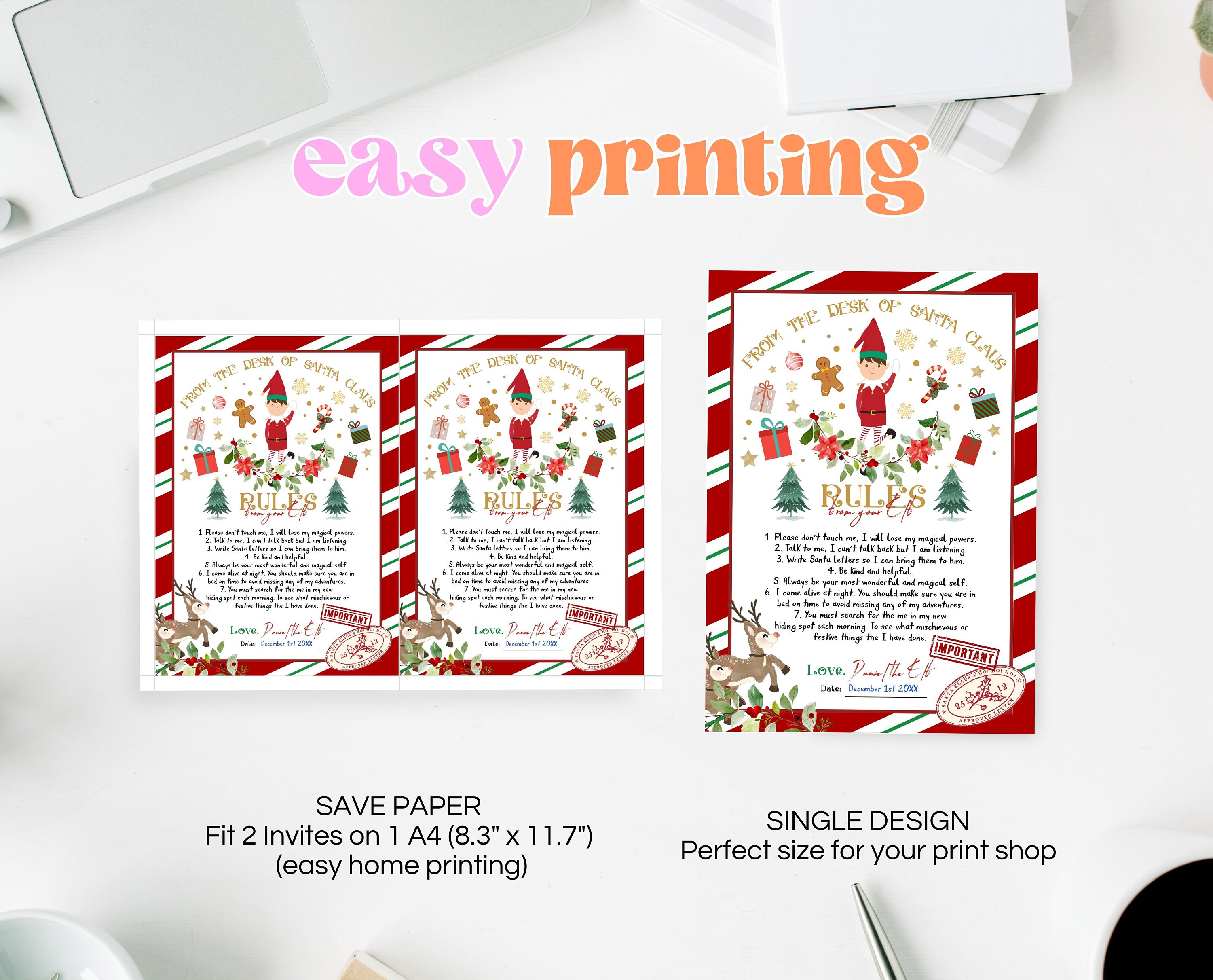 Editable Christmas Elf Magic Rules for Kids Template, Do Not Touch Me ...