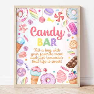 Candy Bar Sign Candy Land Birthday, Pink Sweet Candy Birthday Decor ...