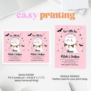 Editable Halloween Girl Baby Shower Invitation, A Little Boo is Almost ...