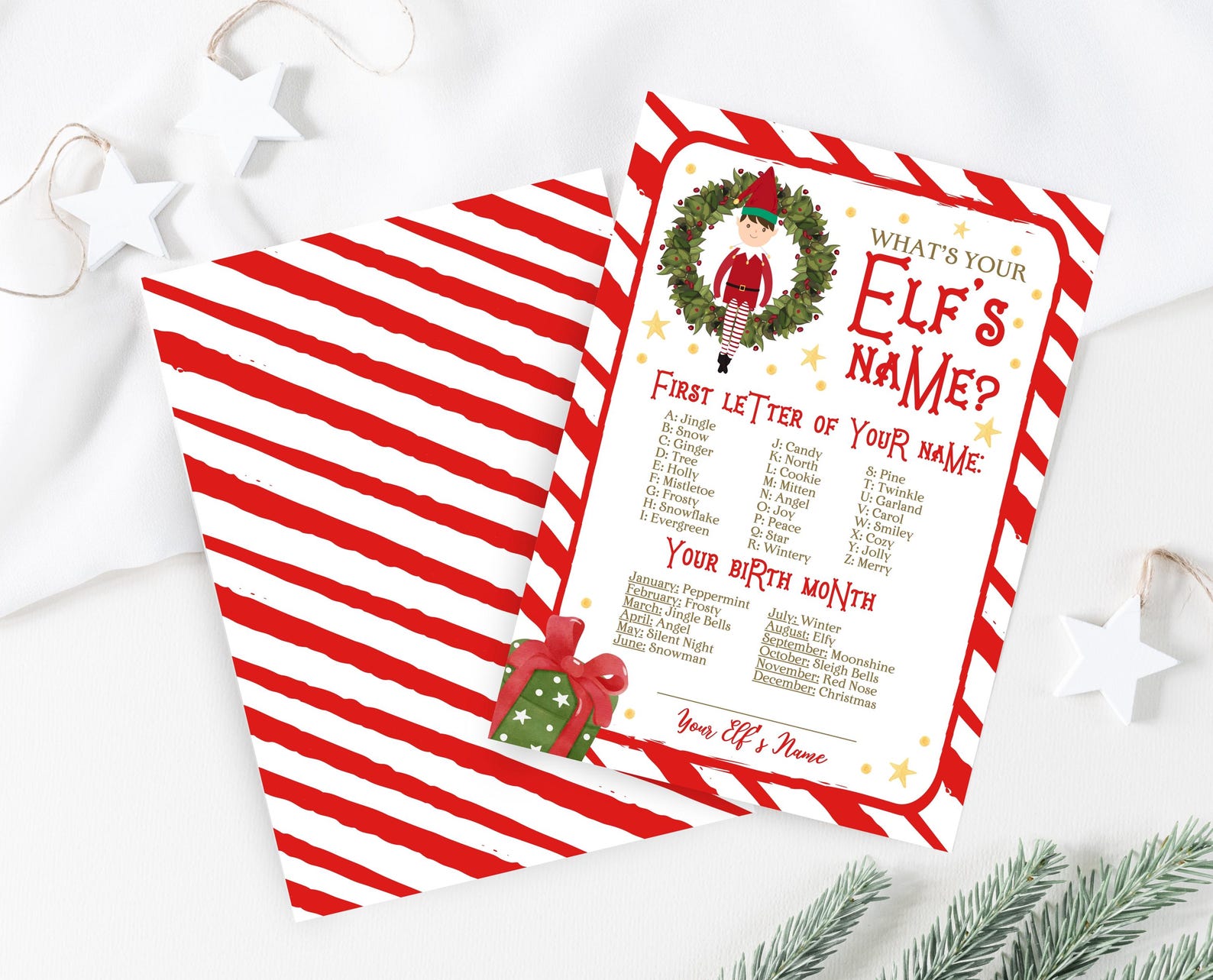 Editable What's Your Elf's Name Game Template, Christmas Name Your Elf ...