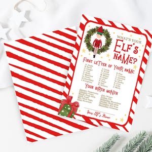 Editable What's Your Elf's Name Game Template, Christmas Name Your Elf ...