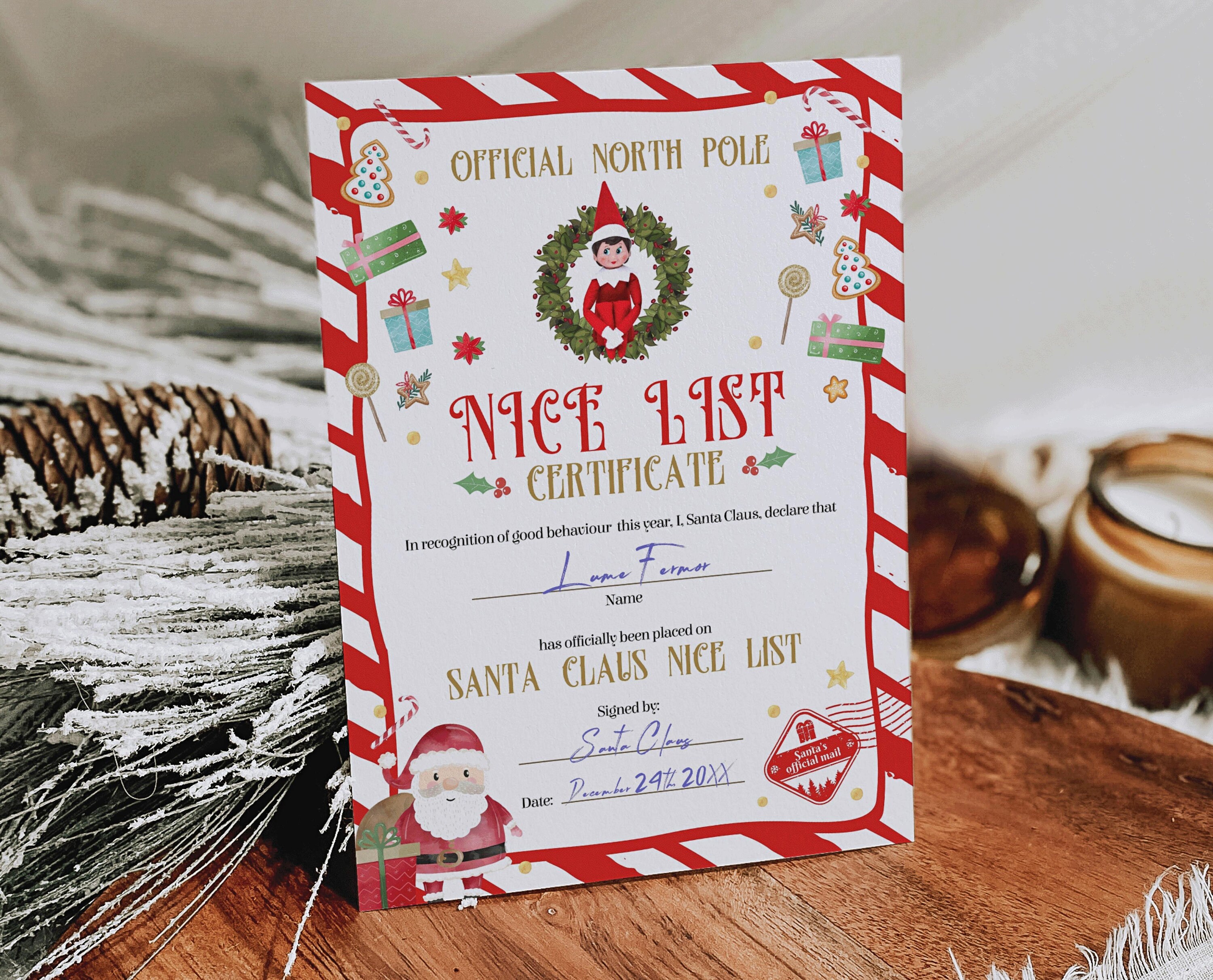 Editable Santa Clause Official Nice List Certificate Letter - Etsy