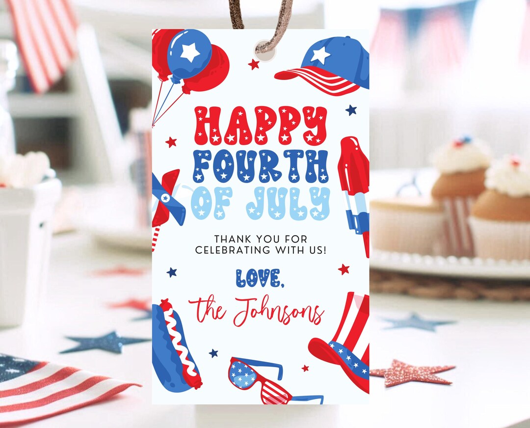 Editable 4th of July Favor Tag, Independence Day BBQ Tags, Barbeque ...