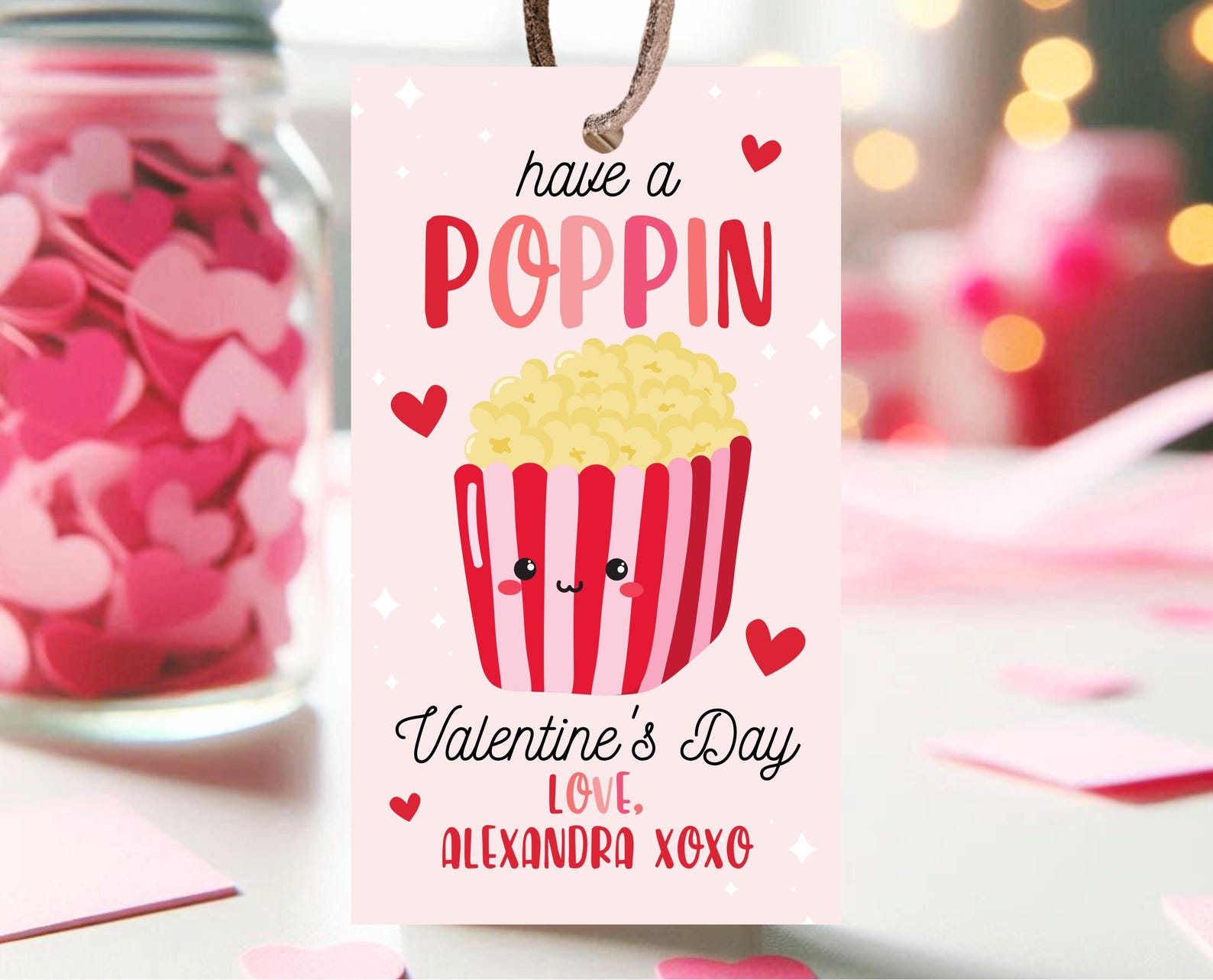 Editable Valentine Popcorn Gift Tag, Poppin Valentine Gift Tags, School ...