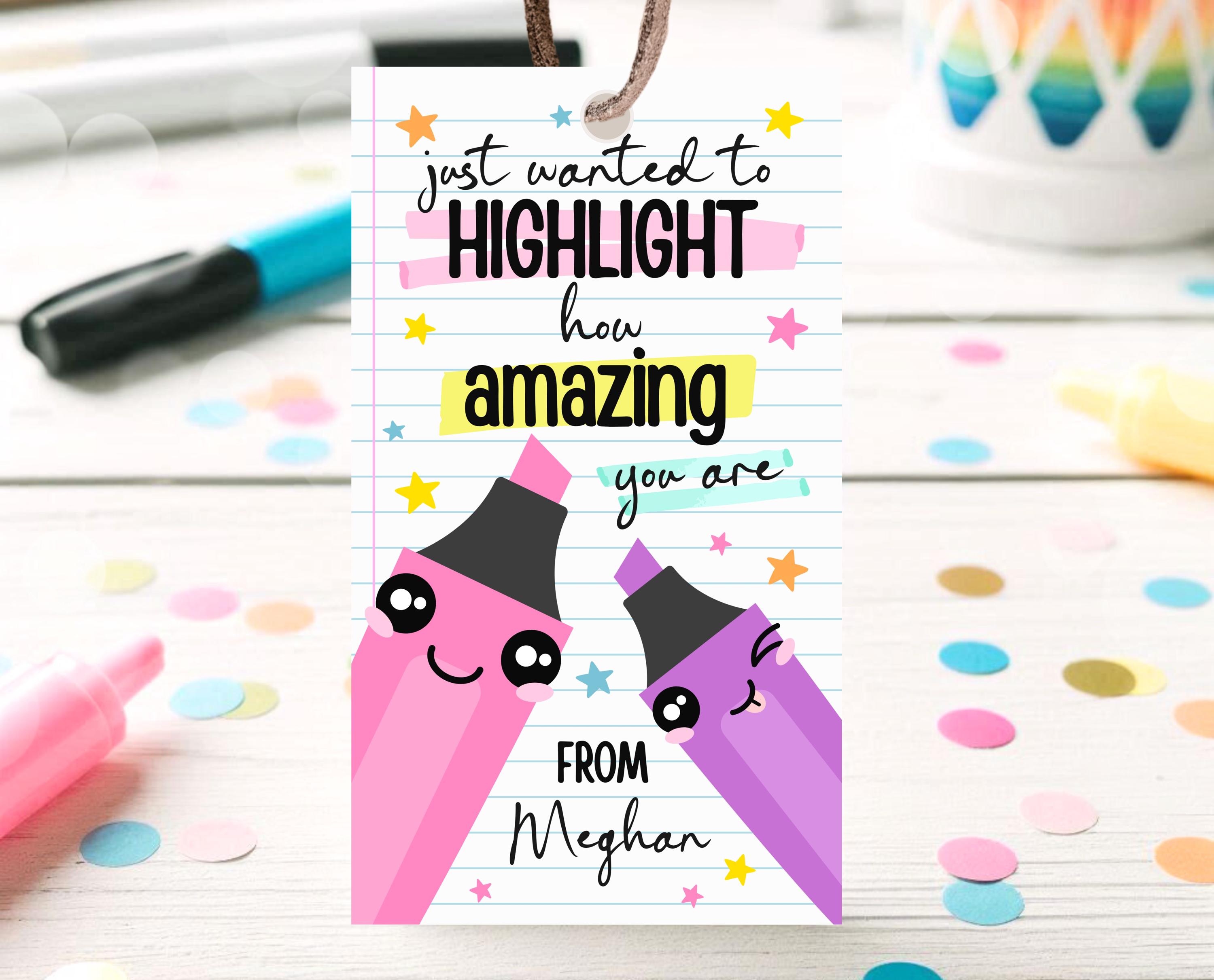 Editable Teacher Appreciation Highlighter Gift Tag (digital Download ...