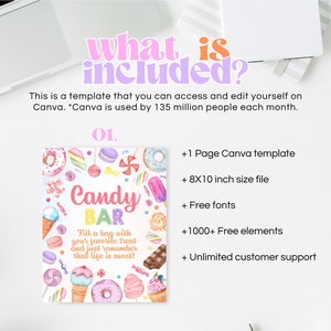 Candy Bar Sign Candy Land Birthday, Pink Sweet Candy Birthday Decor ...