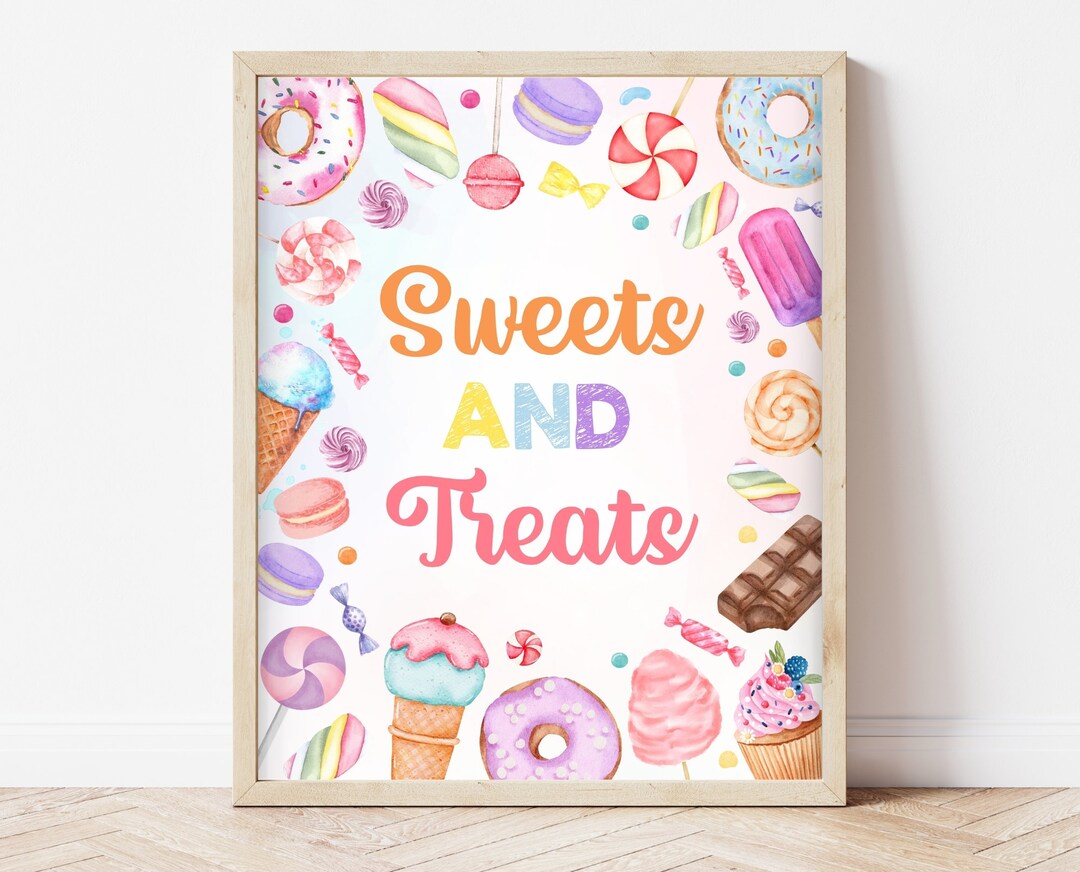 Sweets and Treats Sign Candy Land Birthday, Pink Sweet Candy Birthday ...