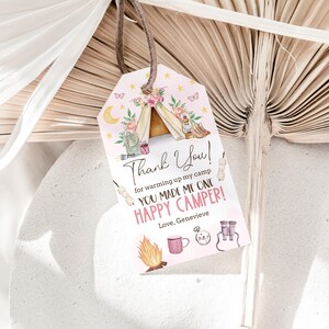 Editable Camp Party Favor Tag, Camp Out Birthday Thank You Card ...