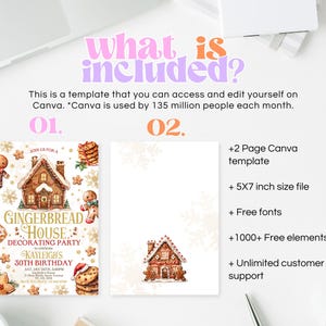 Editable Gingerbread House Birthday Party Invitation, Christmas Cookie ...