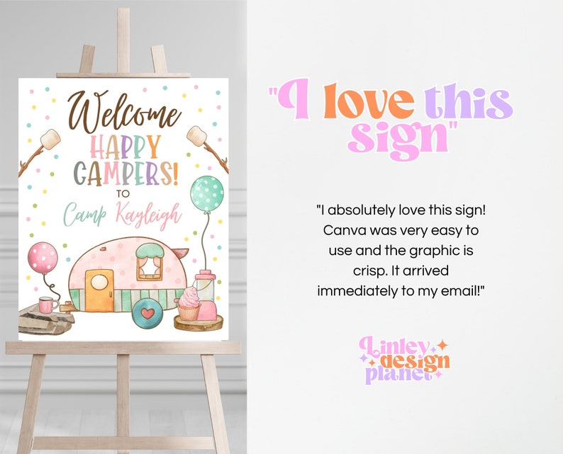 Editable Camping Birthday Welcome Sign, Camping Party Welcome Poster ...