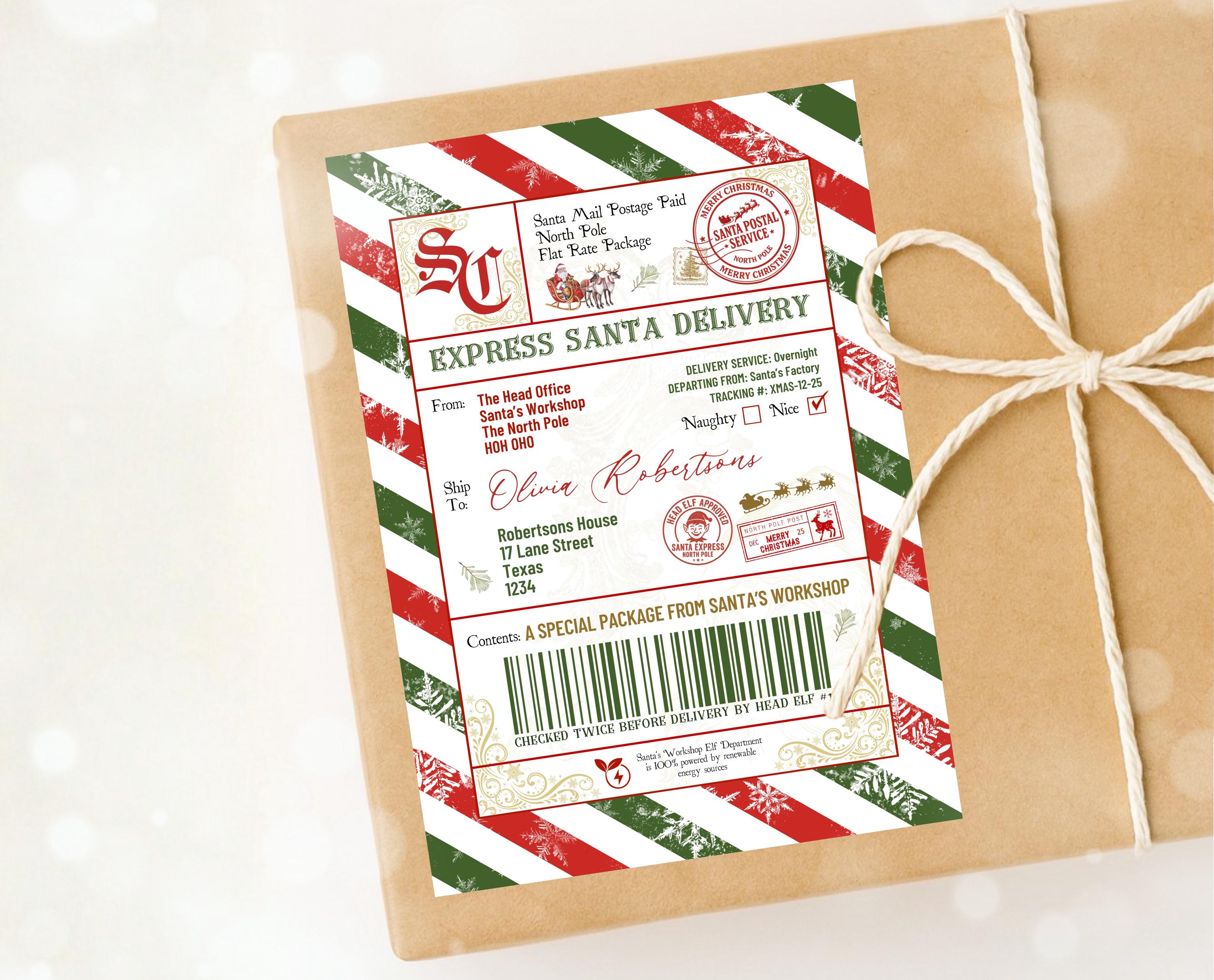 Christmas Present Label From Santa Printable North Pole Gift Tag Label ...