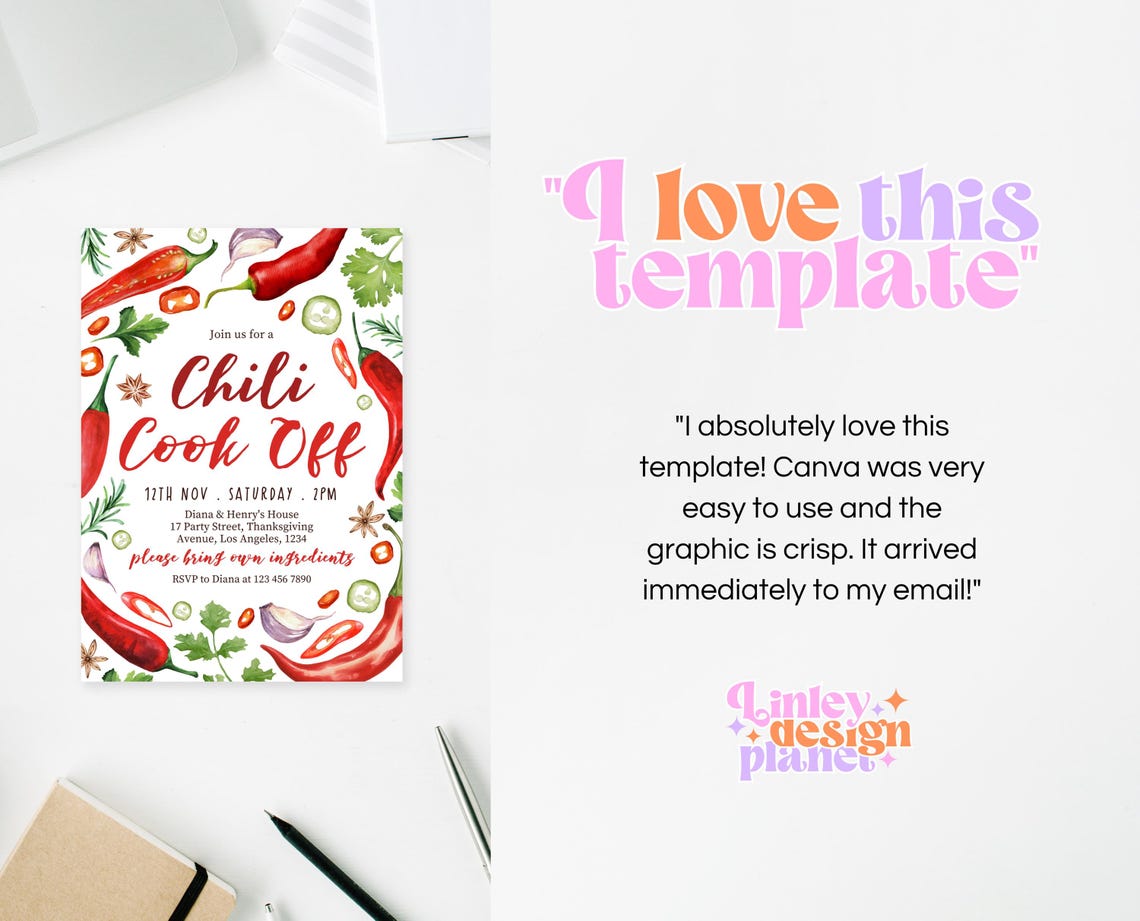 Editable Chili Cook off Invitation, Chili Party, Friendsgiving ...