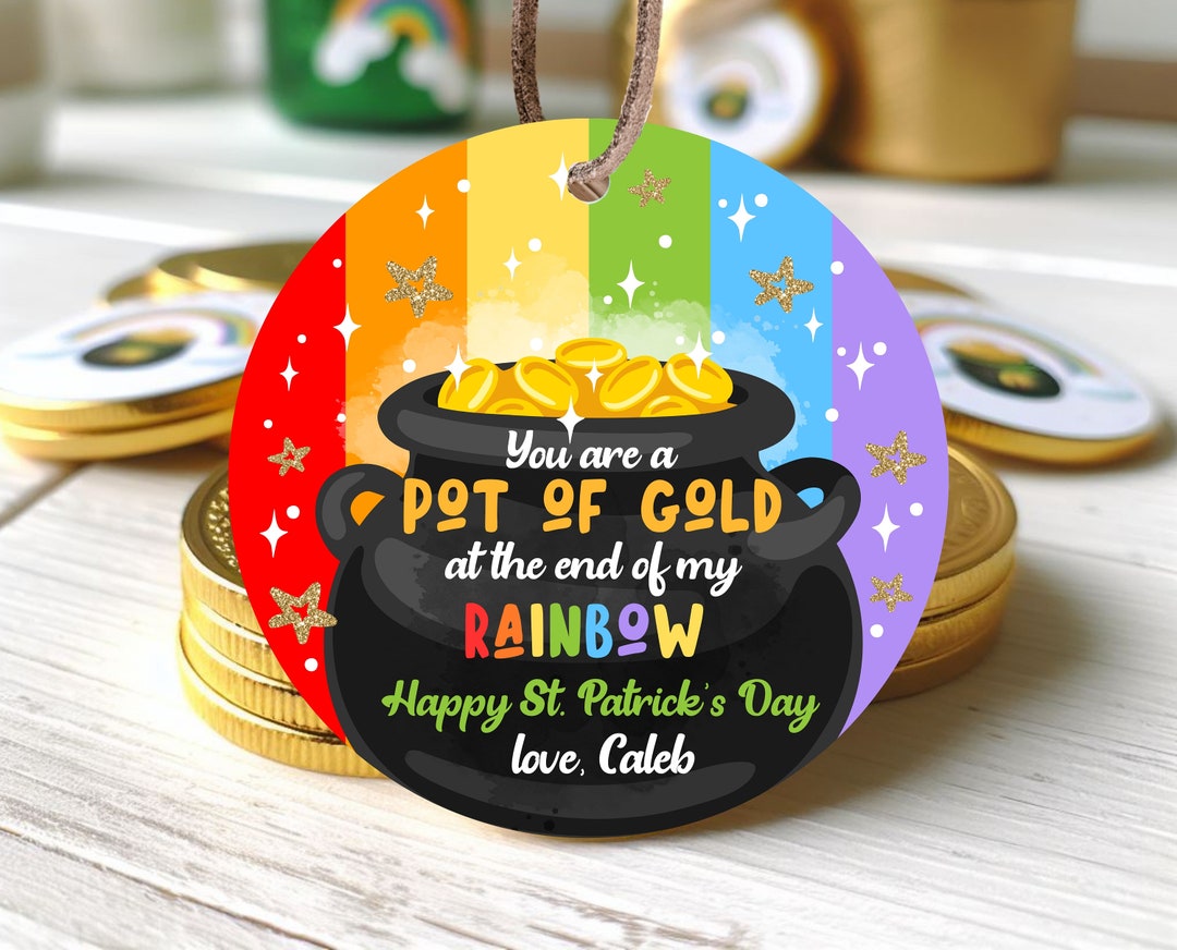 Editable St. Patrick's Day Tag, Pot of Gold Favor Tag, Glassroom Gift ...