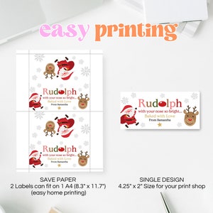 Editable Reindeer Noses Cookie Bag Topper Template, Christmas Treat Bag ...