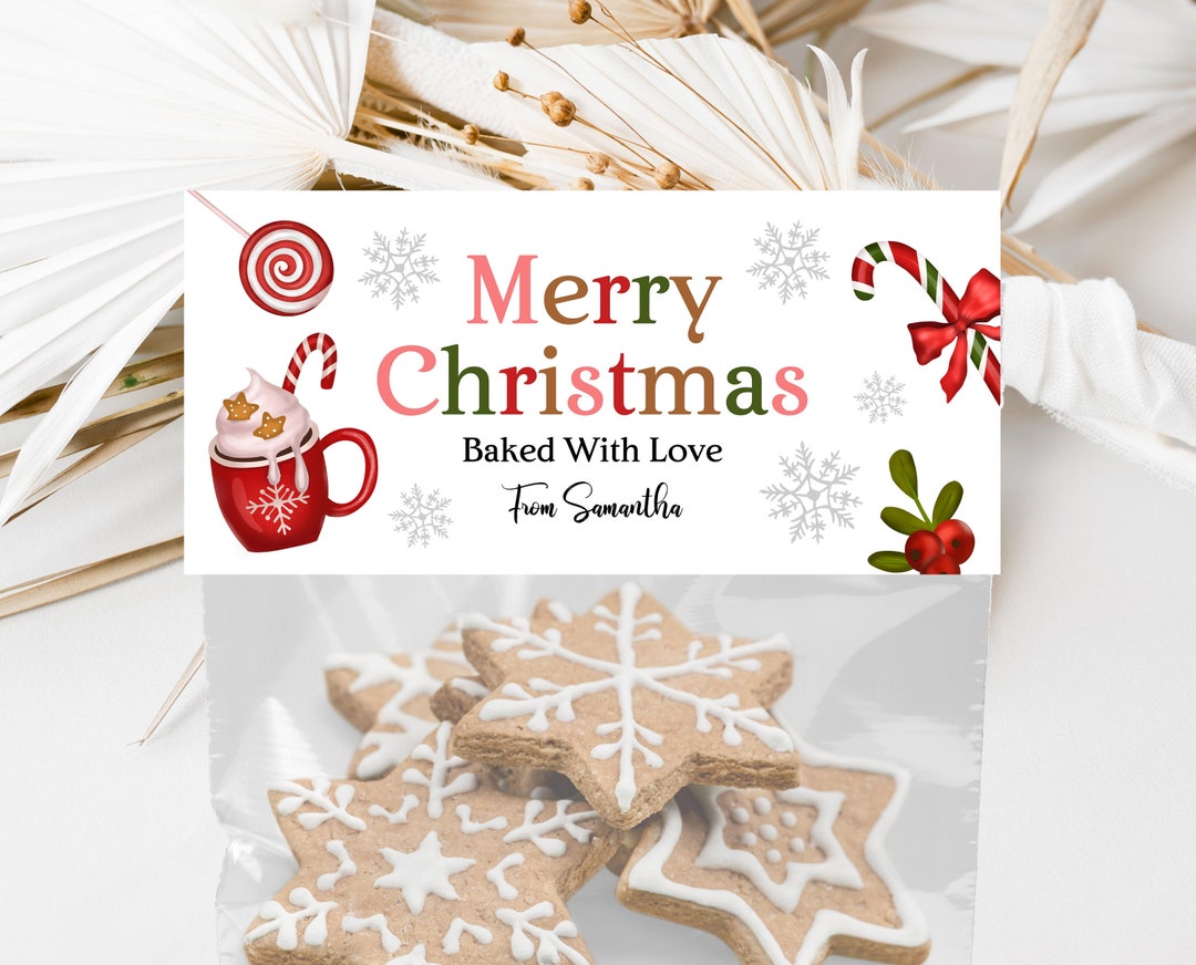Editable Santa Cookie Bag Topper Template, Christmas Treat Bag Labels ...