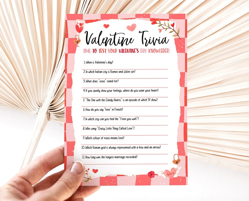 Valentines Day Trivia Game Valentines Party Game Printable - Etsy