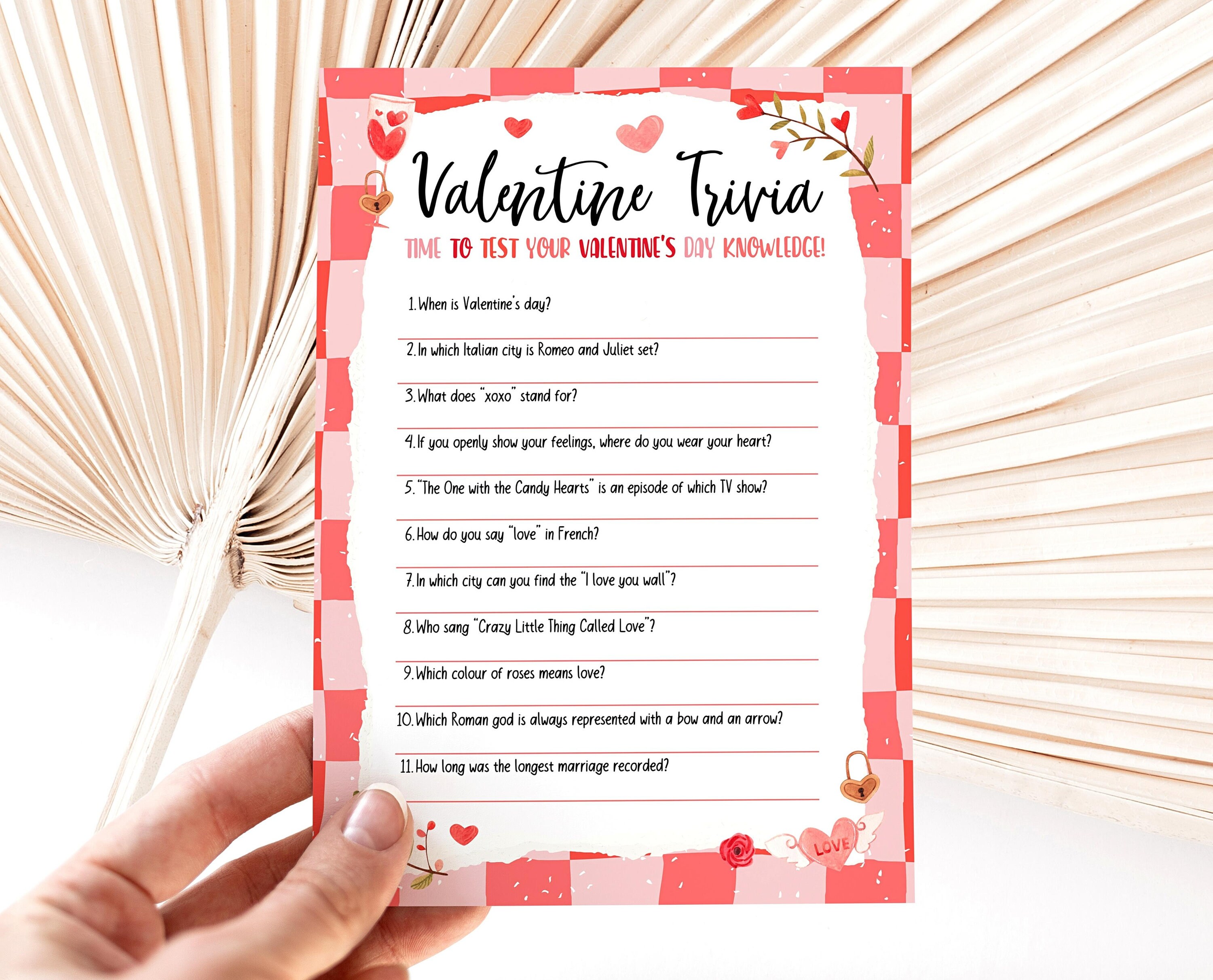 Valentines Day Trivia Game Valentines Party Game Printable - Etsy