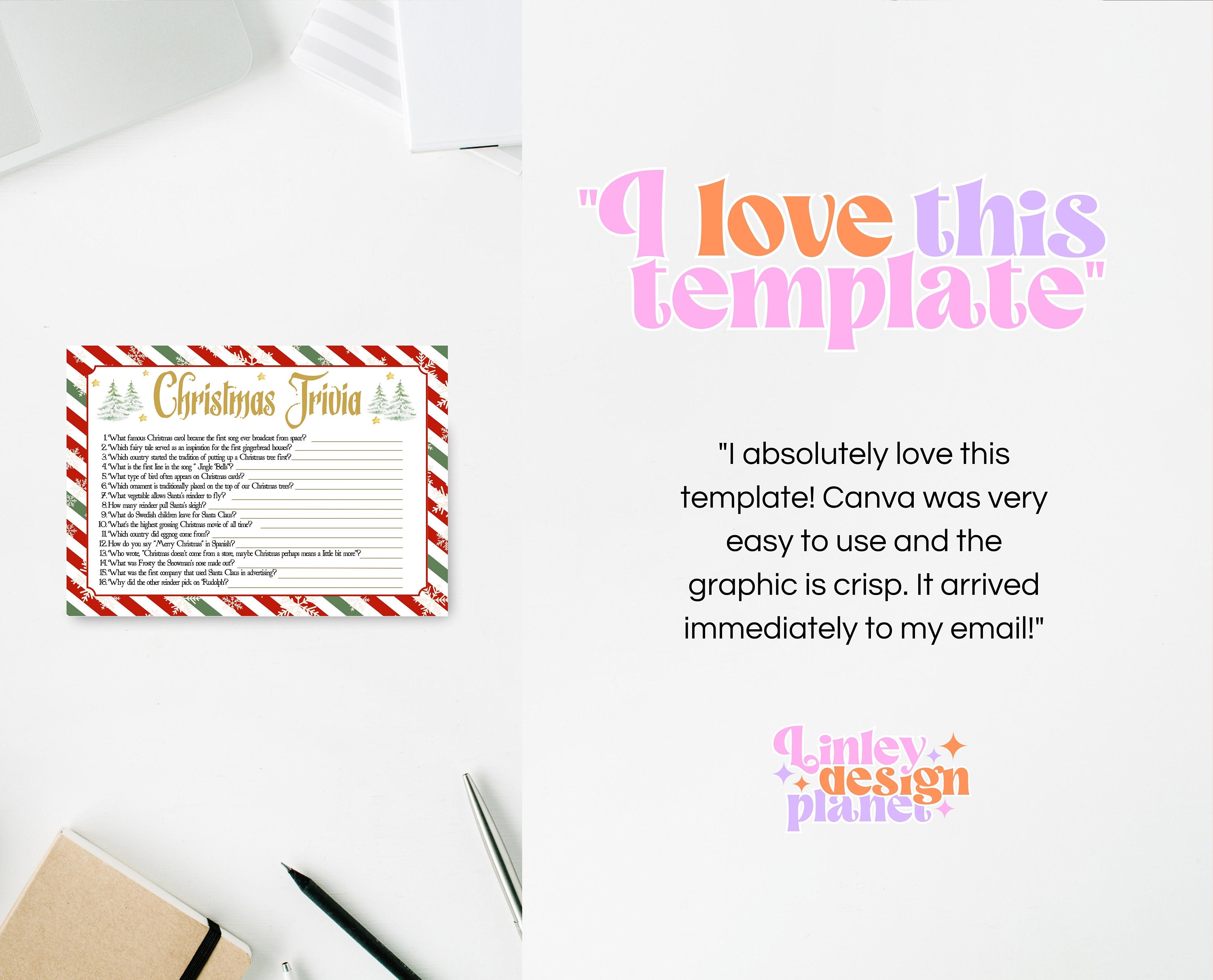Editable Christmas Trivia Game Template, Printable Christmas Party ...