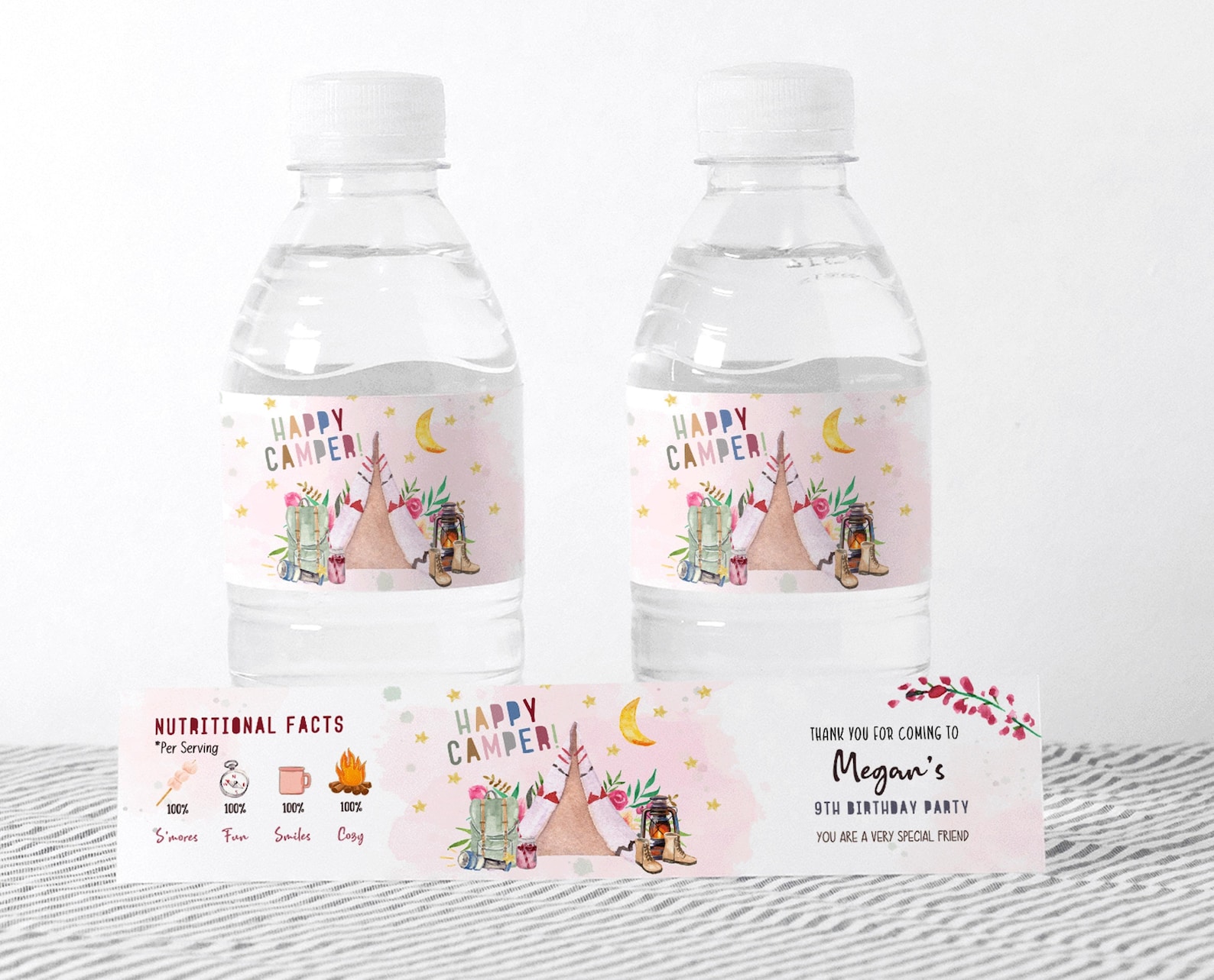 Editable Girl Camp Party Invitation Bundle Camp Out Birthday - Etsy