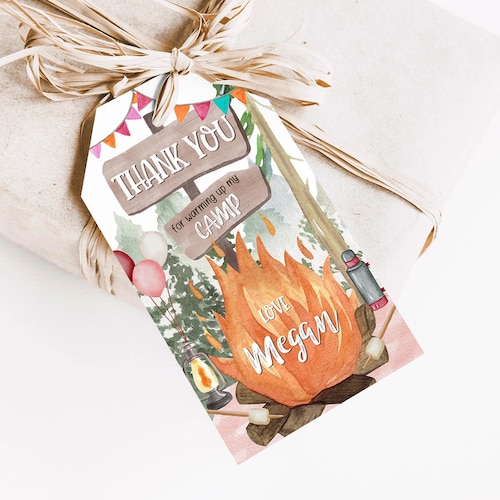 Editable Glamping Thank You Card Girl Camping Thank You Note - Etsy