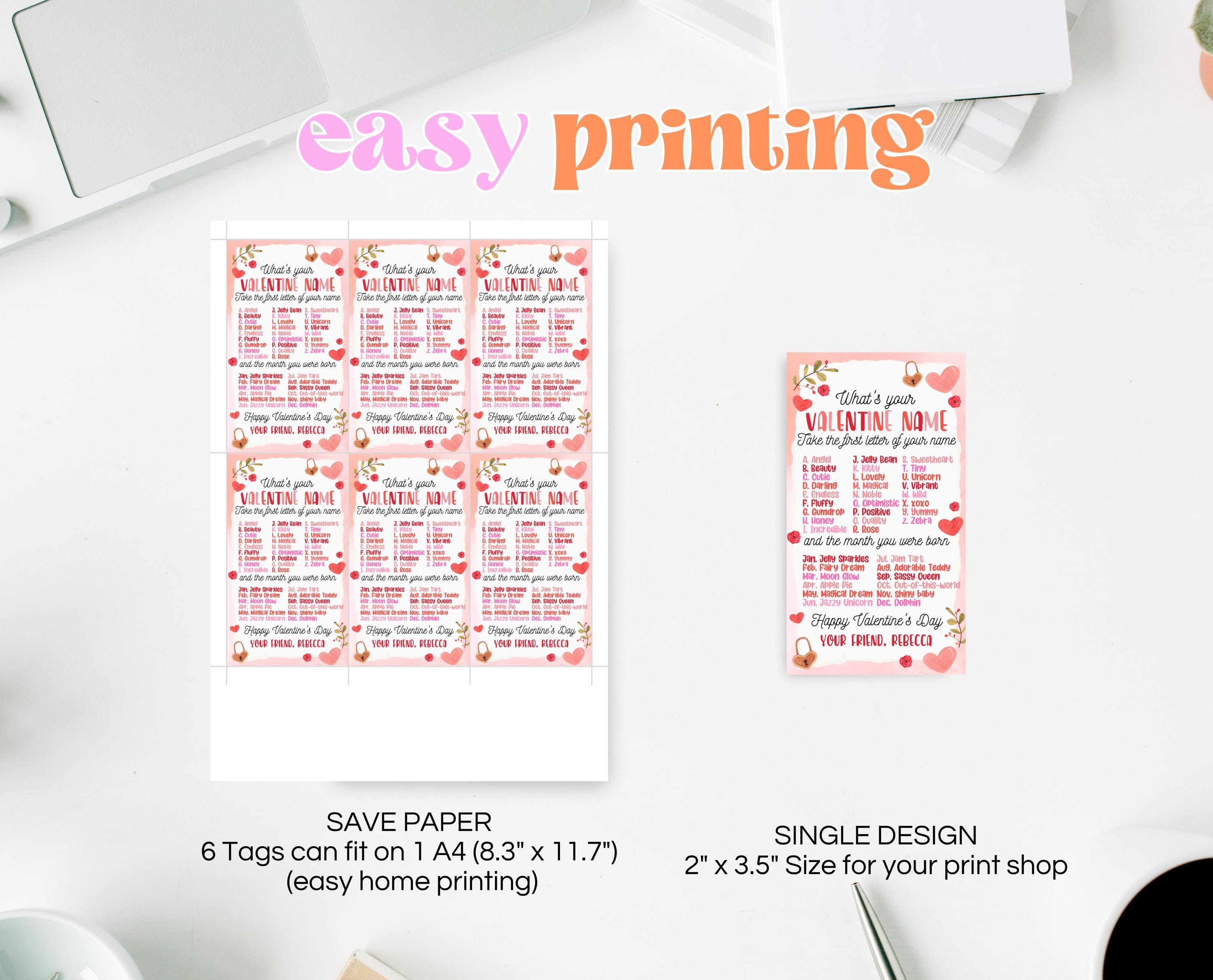 Editable What's Your Valentine Name Game Gift Tag, Valentine's Name ...