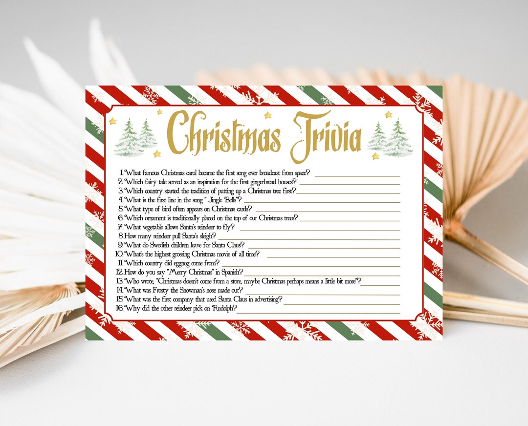 Editable Christmas Trivia Game Template, Printable Christmas Party ...