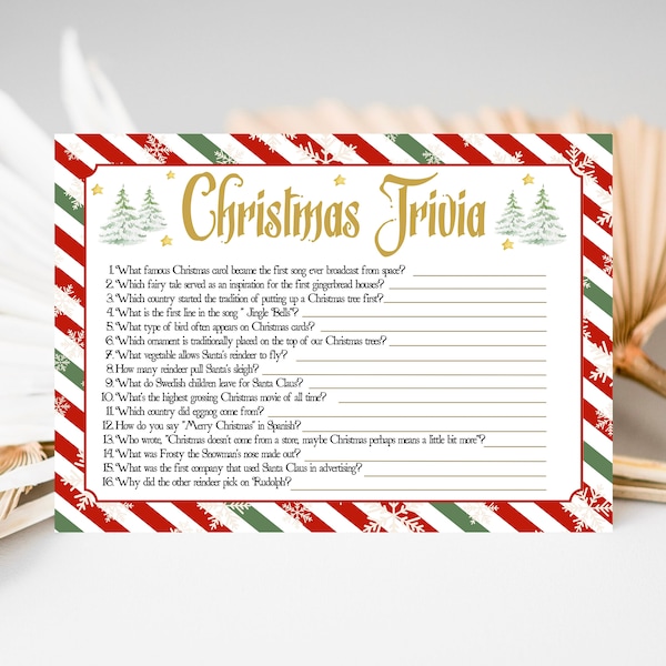 Editable Trivia Printable Template - Etsy