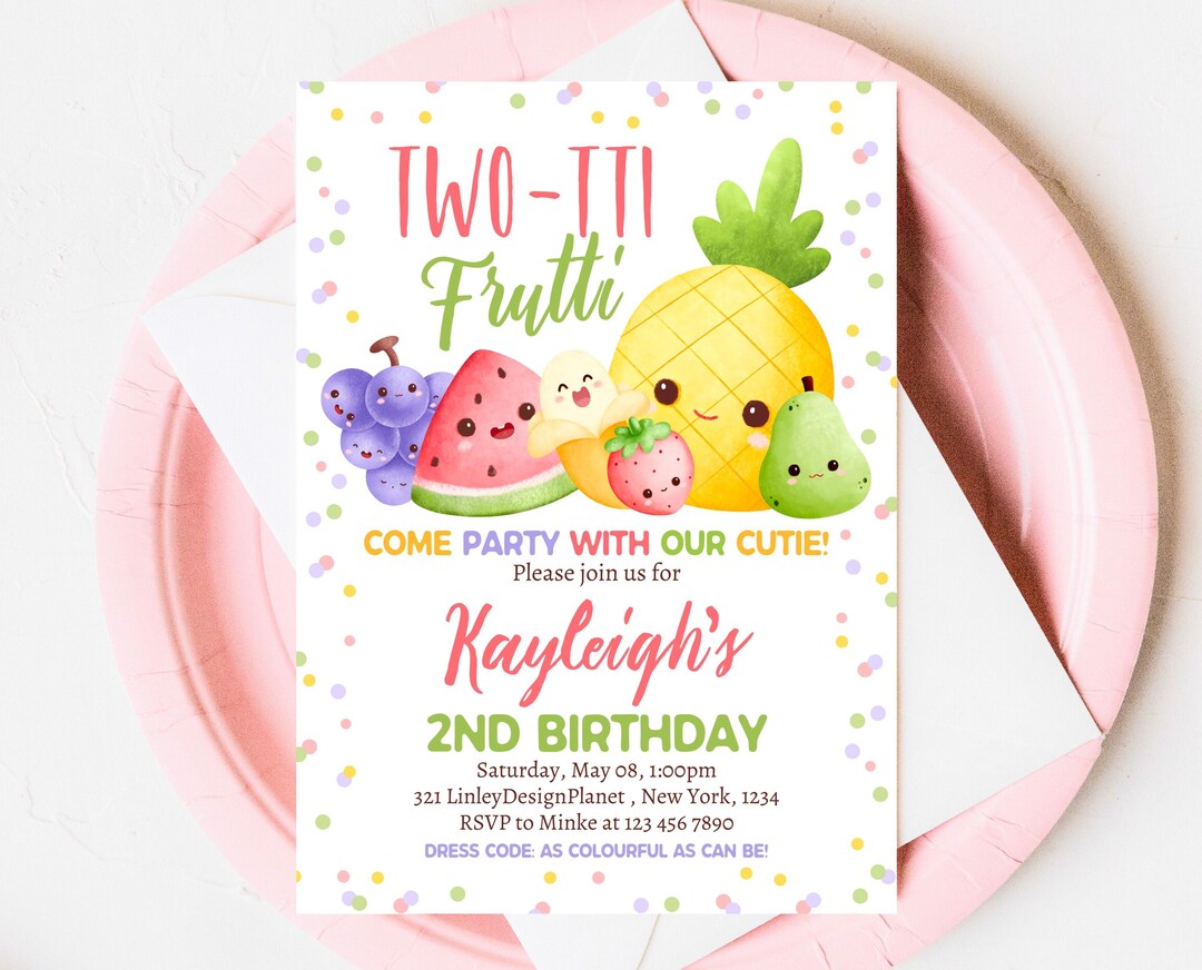 Editable Twotti Frutti Birthday Invitation, Kids Fruity Birthday Party ...