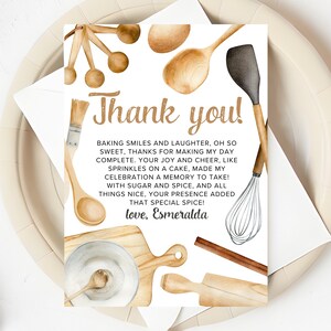 Editable Baking Birthday Thank You Card, Kids Cooking Party Decorations ...