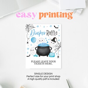 Diaper Raffle Sign Halloween Baby Shower, Blue Baby Shower Game ...