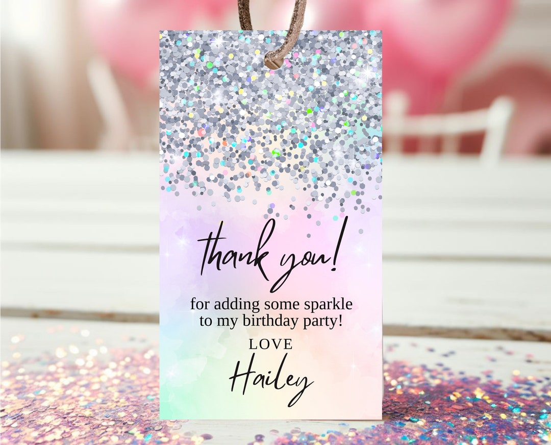 Editable Pastel Rainbow Birthday Favor Tag Template, Birthday Favor Tag ...