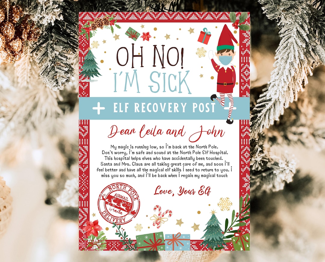 Christmas Elf Recovery Letter Template, Elf Lost Magic Letter, I'm Sick ...
