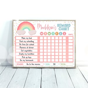 Editable Rainbow Reward Chart, Kids Chore Reward Chart, Printable Chore ...