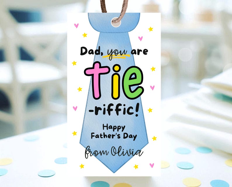 Editable Father's Day Tie Gift Tag: You Are Tie-riffic (canva Template ...
