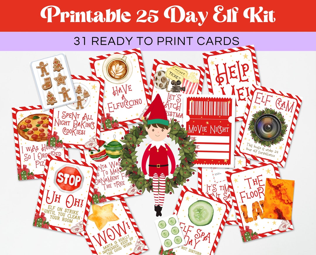 Printable 25 Day Christmas Elf Kit, Christmas Elf Props, Elf Activities ...